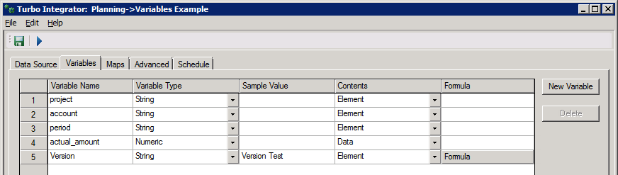 TM1 TI Process Variable Formula