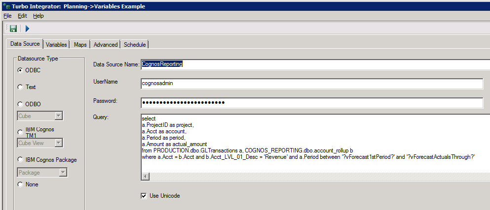 TM1 TI Process Variable Formula