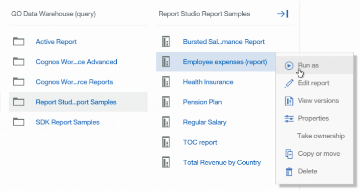 How Cognos 10 tasks are performed in Cognos Analytics