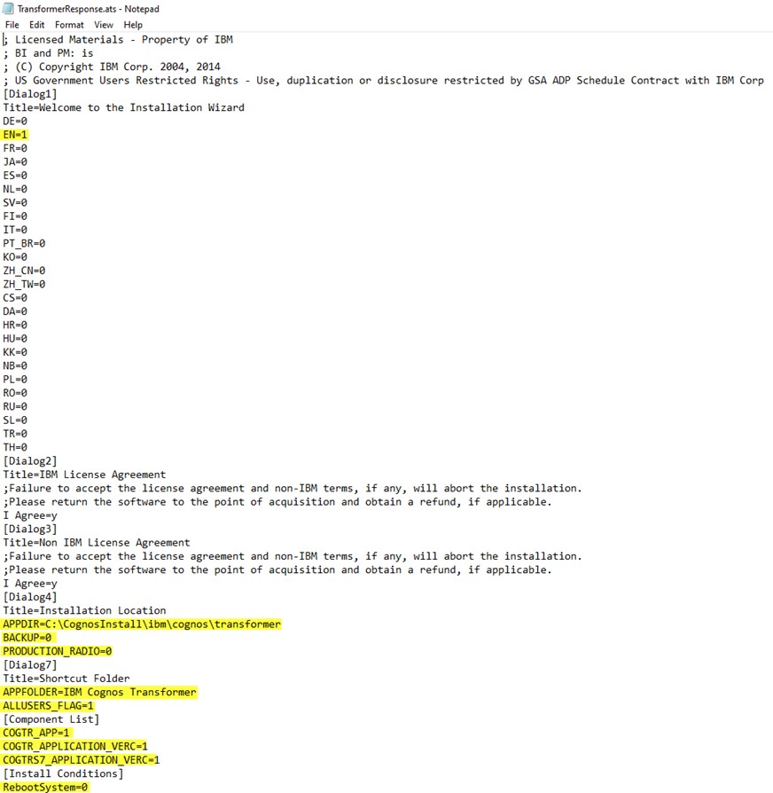 Performing A Silent Installation Via Scripts For Cognos Analytics ...